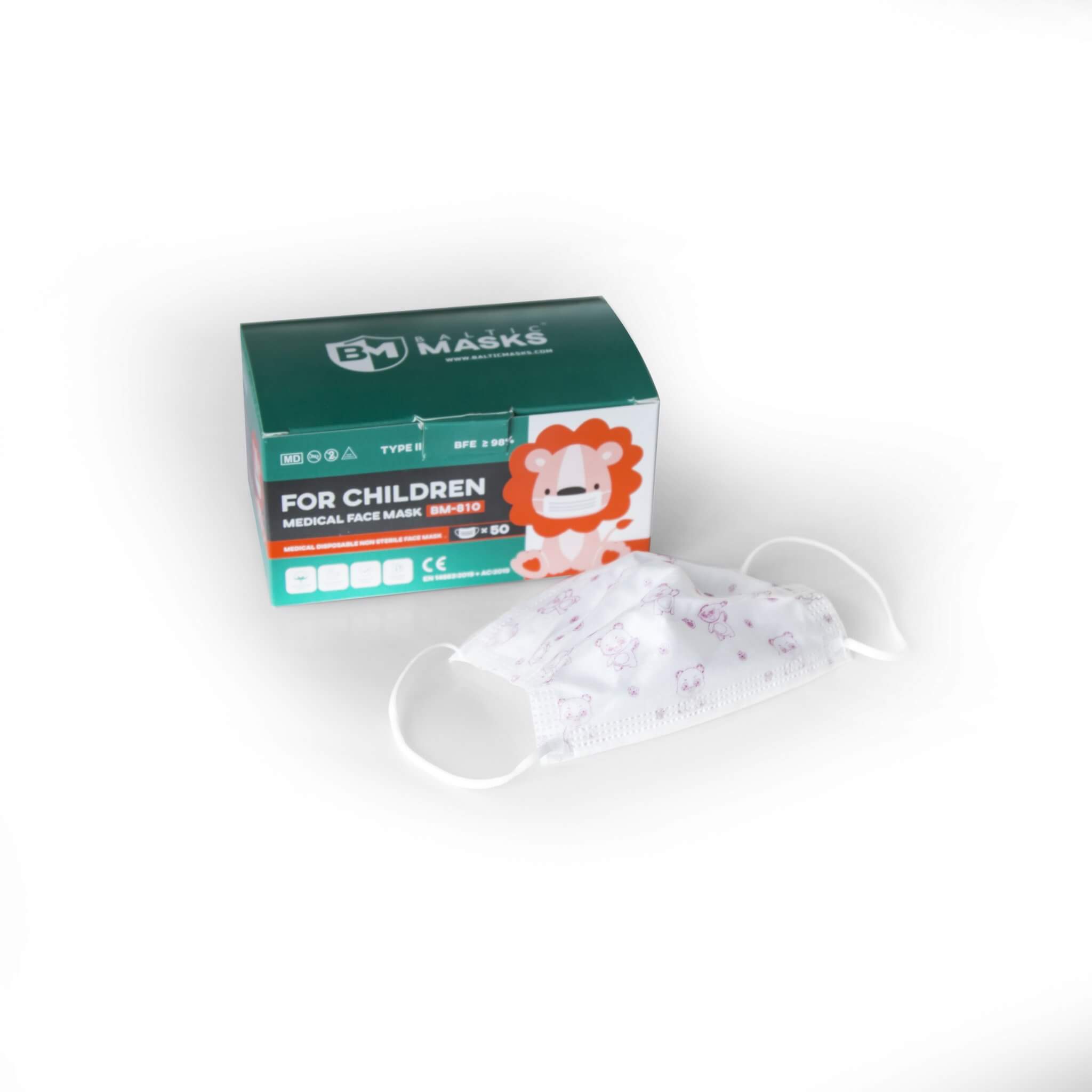 Children disposable medical masks BM-810 (3 layers 50pcs.) - BalticMasks