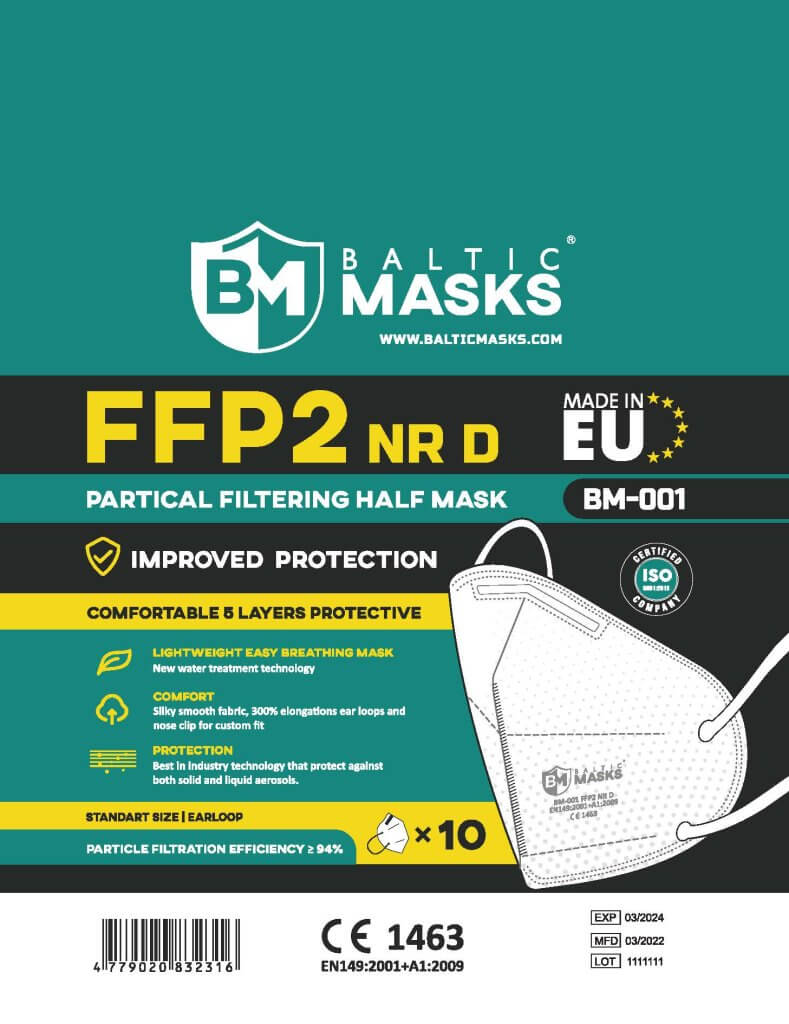 FFP2 mask 5-layer BM-001 (10pcs) - BalticMasks New package